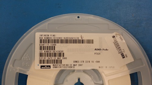 (250PC) GRM033R71C221KD01D MLCC-CAP CER 220PF 16V X7R 10% 0201(0603 ...