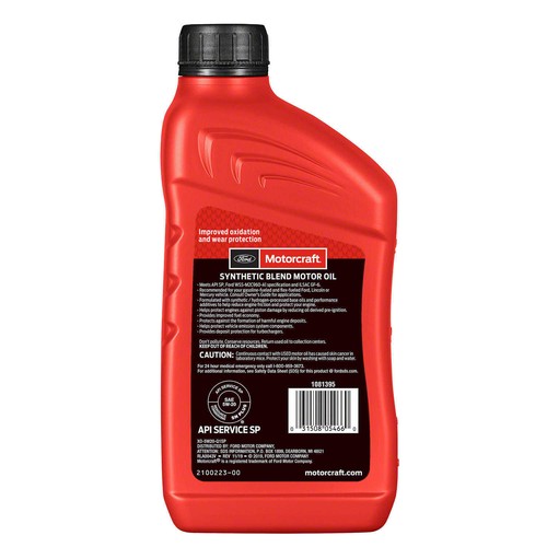 Engine Oil-Premium Synthetic Blend Motor Oil - Quart Motorcraft XO-5W20 ...