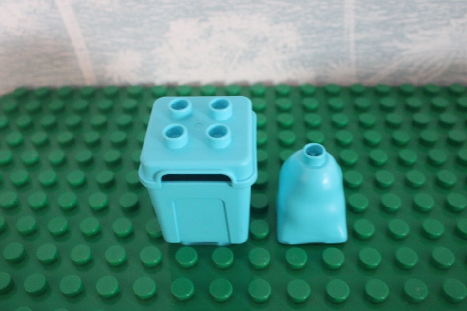 Lego Duplo TRASH Bin Can Blue Teal Azure Bag Lid Recycle Garbage | eBay