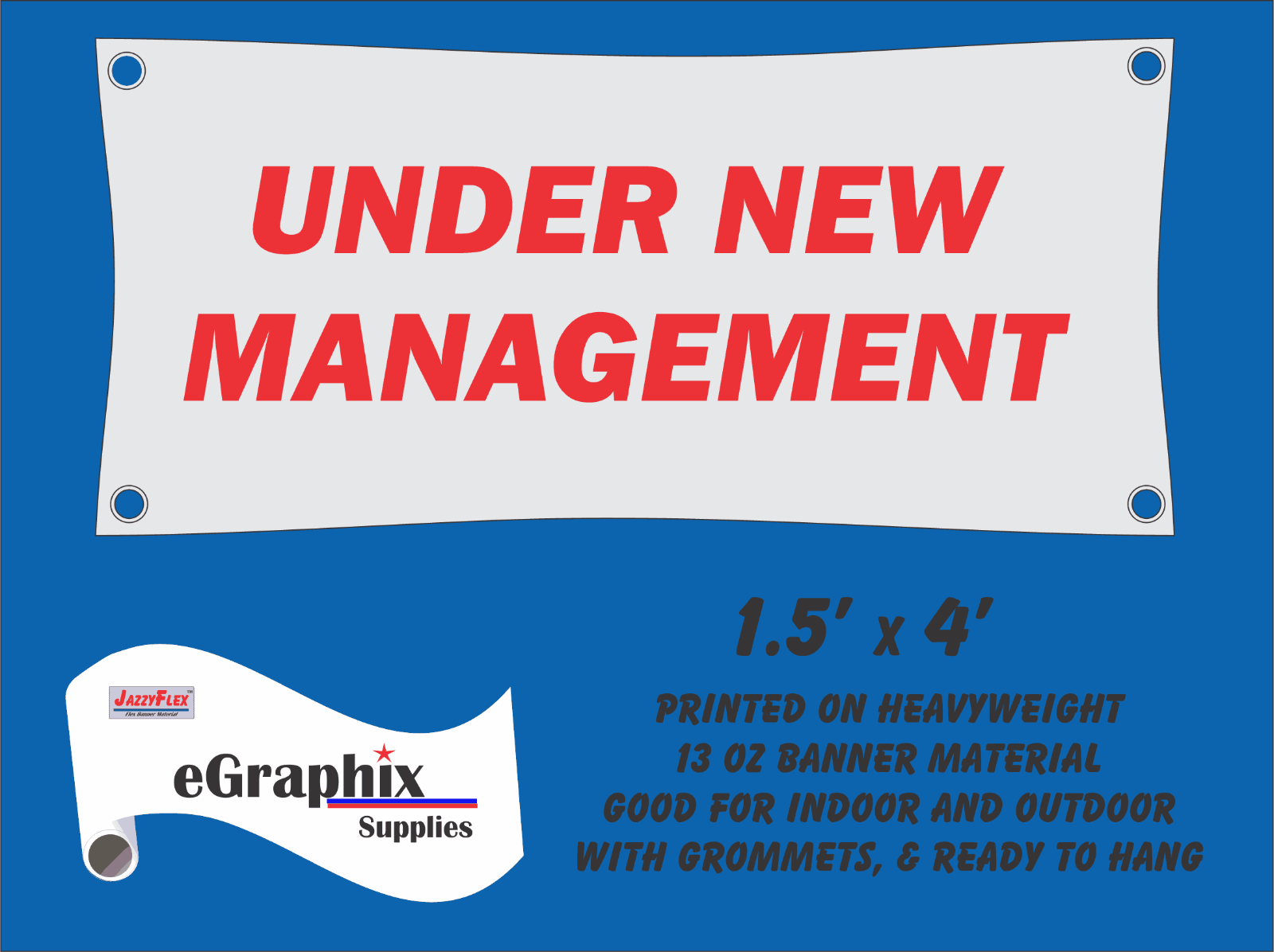 UNDER NEW MANAGEMENT Banner Sign from $16.90 Free Ship, 1.5'x4, 1.5'x10 ...