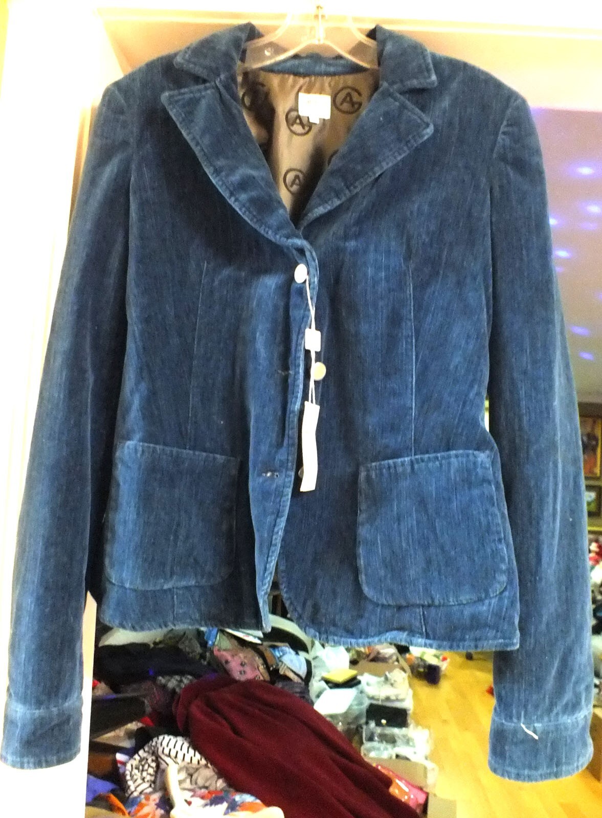 Armani Collezione Italy Women's Cotton Blue Jacket Sz. 38 Brand New ...
