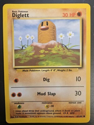 NM Near Mint Diglett 47/102 - Base Set - Unlimited - WOTC - Pokémon ...