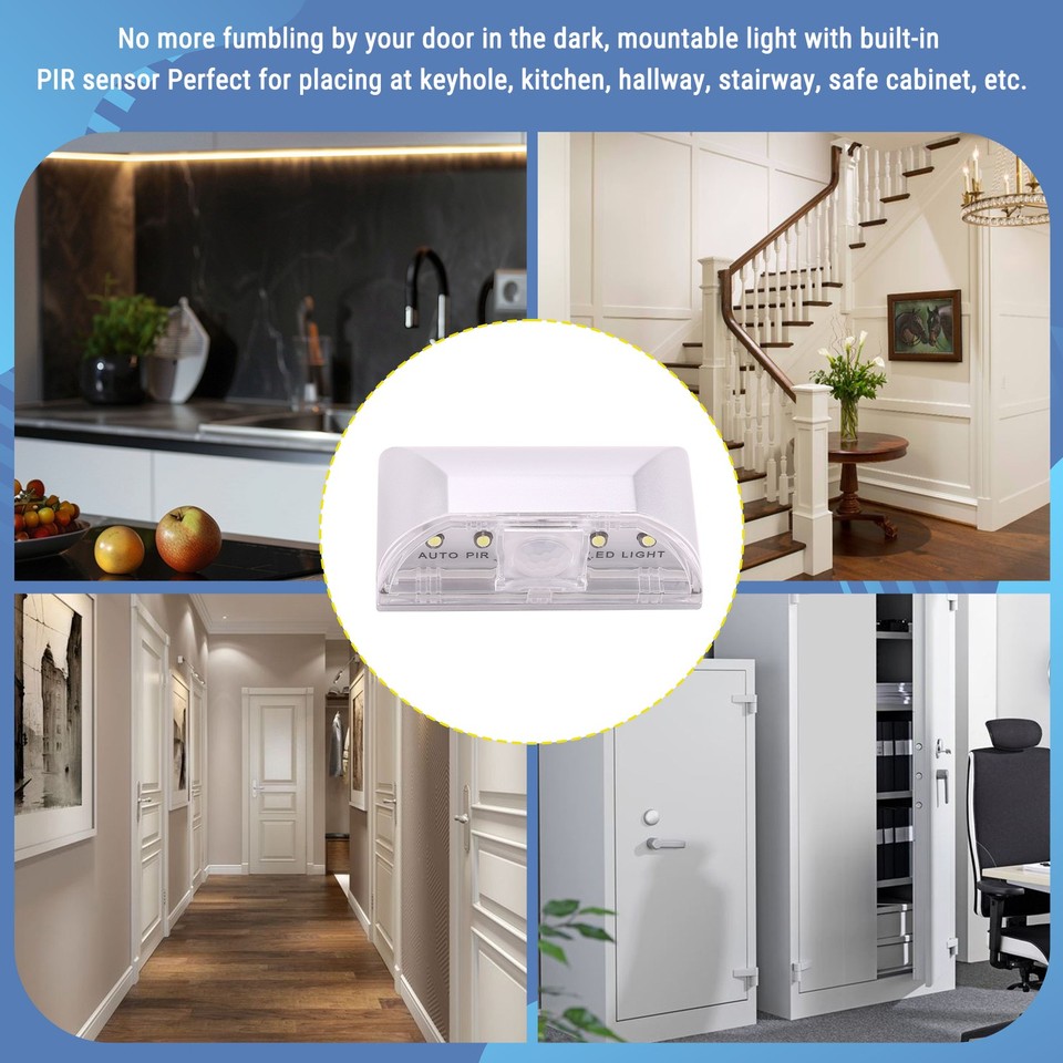 2X(4 LED Auto PIR Infrared Door Keyhole Motion Sensor Light Lamp M1Z1 ...
