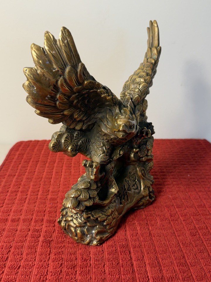 Vintage 9 '' brass china feng shui wealth,prosperity,good Fortune eagle ...