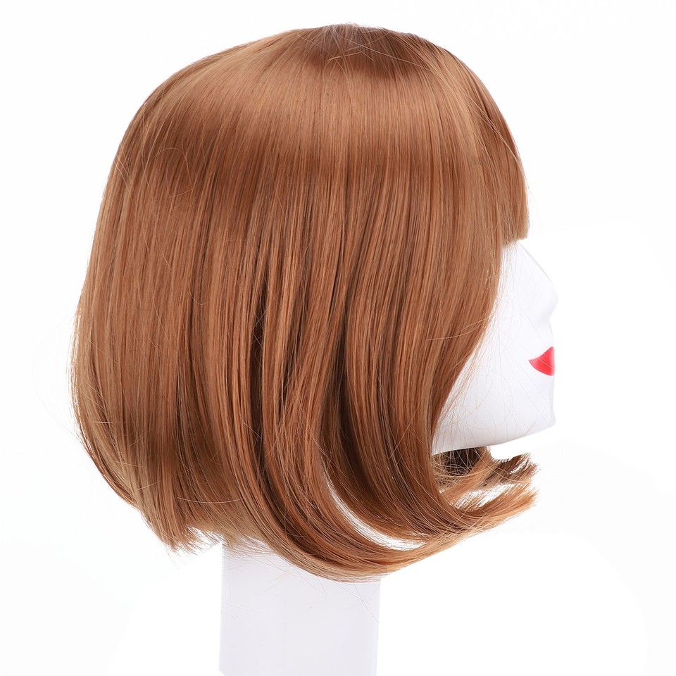 Medium Length Straight Bob Wig Flax Yellow Synthetic Net Cap Straight ...