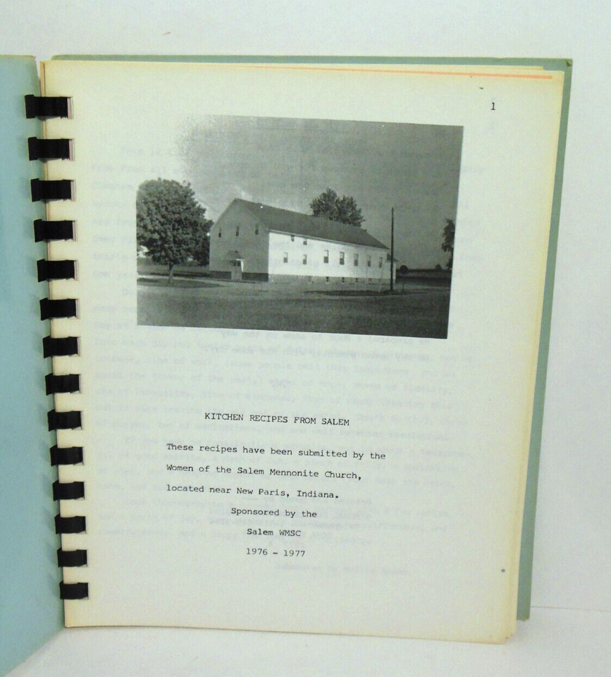 Salem Mennonite Church Cookbook New Paris Indiana 1977 Vintage Midwest ...