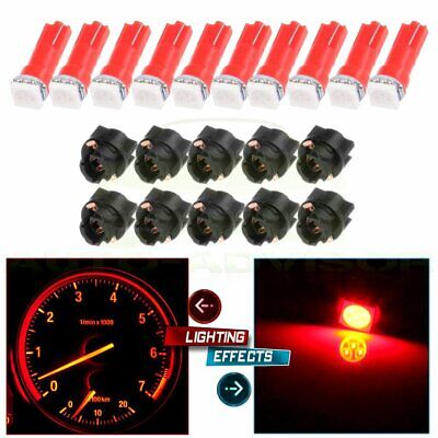 For 10Pcs T5 Socket Red LED Dashboard Instrument Panel Lights 74 2721 ...
