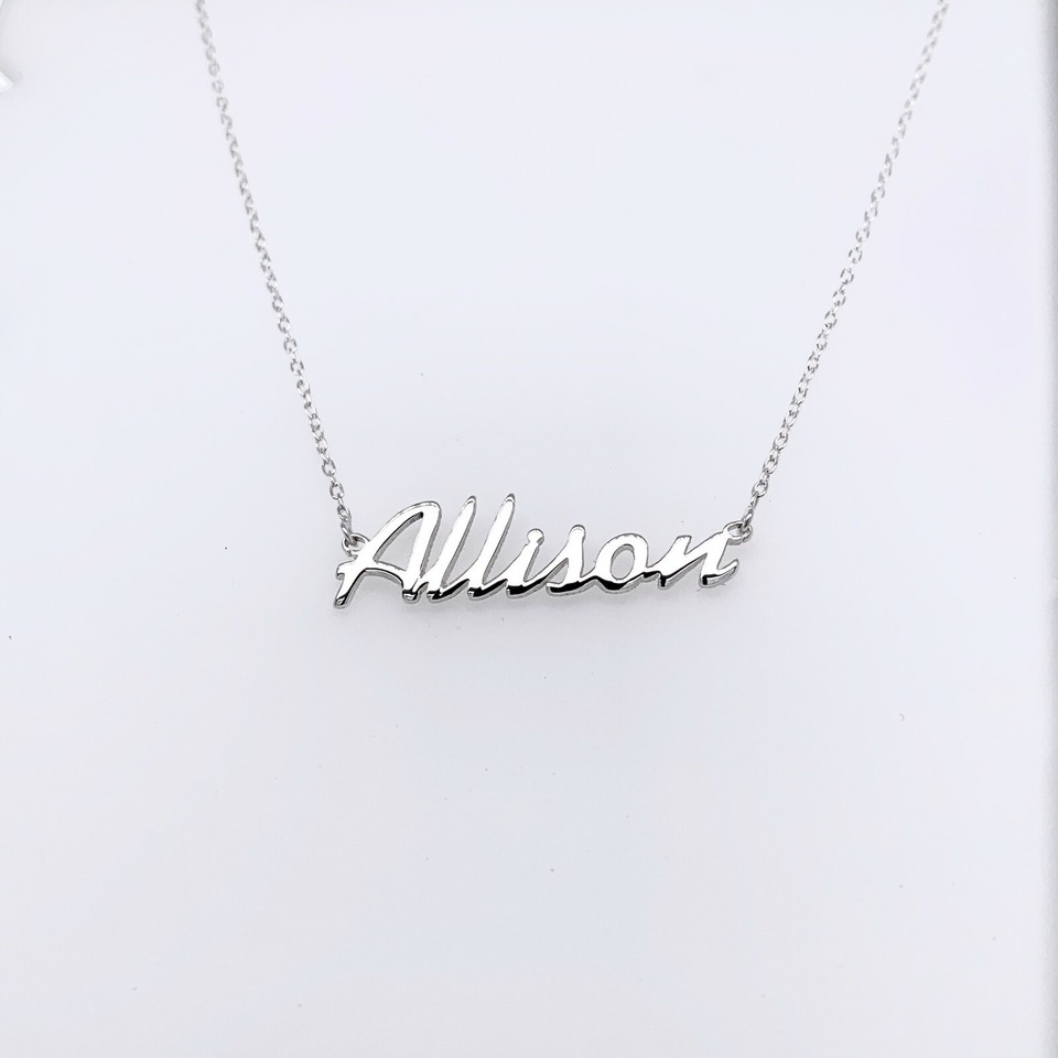 Allison Name Plate Necklace Pendent Sterling Silver female Personalized ...