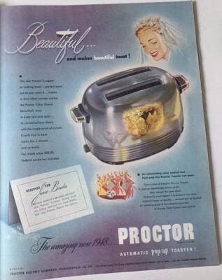 1948 Proctor Automatic Pop Up Toaster: Beautiful Vintage Print Ad | eBay