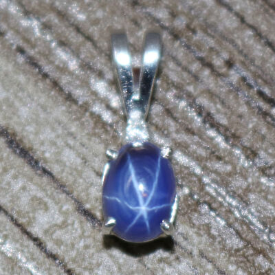 9ct Natural Oval Cut 6 Rays Star Blue Sapphire Gem 925 Sterling Silver ...