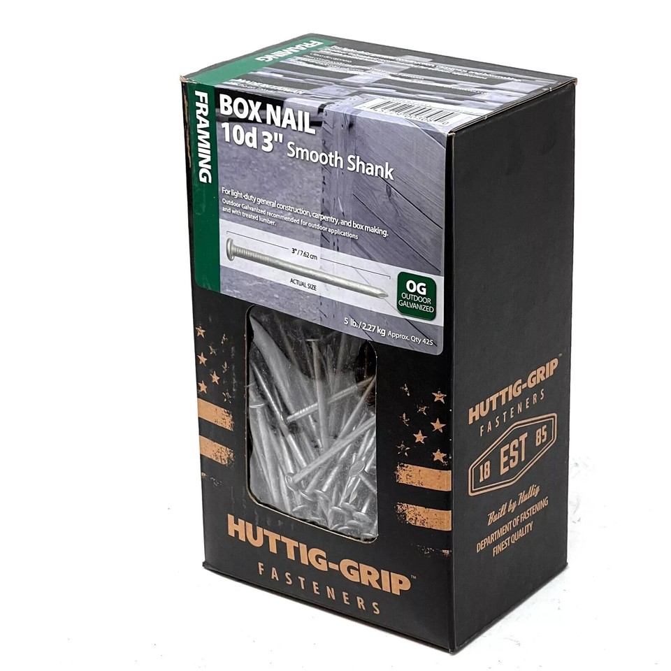 Huttig Grip 10d Framing Box Nail 3in Outdoor Galvanized HGN10OGBX5 5lb ...