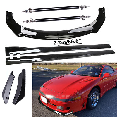 Front Bumper Spoiler Body Kit / Side Skirt/Strut Glossy For Mitsubishi ...