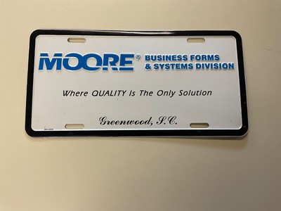 Metal License Plate Moore Business Forms & Systems Division Greenwood ...