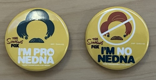 Fox - The Simpsons - NEDNA (I'M PRO & I'M NO) Promo Button Badge Pin | eBay