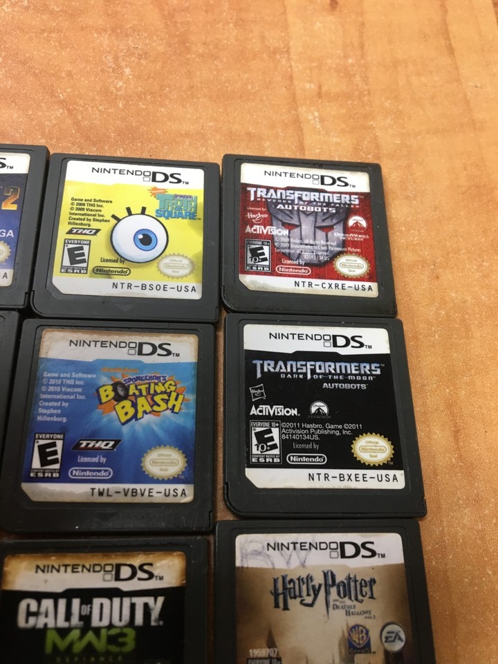 Lot of 12 Nintendo DS Game Transformers Iron Man 2 Sponge Bob Carts ...