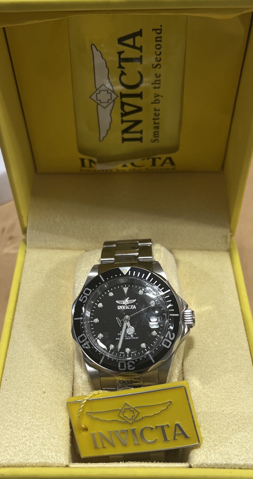 Invicta Men's Pro Diver Watch 200m Automatic Black Dial SS Bracelet ...