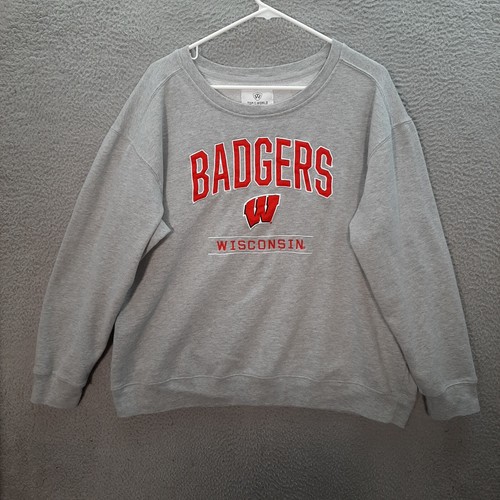 Wisconsin Badgers Sweater Womens 2XL XXL Gray Sweatshirt NCAA College ...