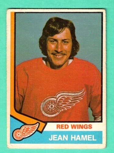 (1) JEAN HAMEL 1974-75 O-PEE-CHEE # 383 RED WINGS ROOKIE CREASED CARD ...