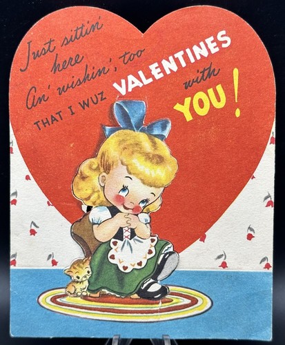 Vintage Just Sittin Here Wishin Too That I Wuz Valentines W/ U! Card | eBay