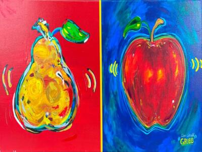 Lisa Grubb Good Fruit Canvas Pear and Apple Pop Hand Signed Limited Art ...