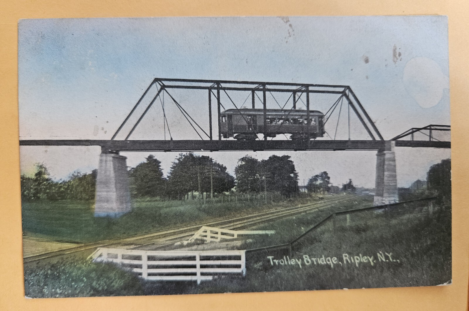 1910 RIPLEY New York Railway Trolley INTERURBAN BRIDGE over Railroad ...