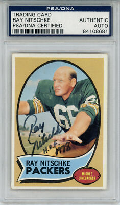 Ray Nitschke Autographed 1970 Topps #55 Trading Card HOF PSA Slab 43641 ...