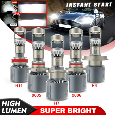 2Pcs H4/H7/H11 Mini Bi-LED Projector Lens LED Headlight Hi-Lo Beam ...