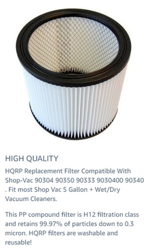 4-Pack HEPA Cartridge Filter for Shop-vac Wet / Dry Pickup, 903-04-00 ...