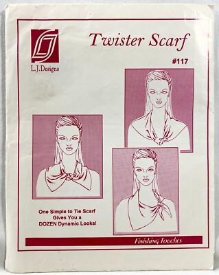 1998 LJ Designs Sewing Pattern 117 Womens Twister Scarf Accessory ...