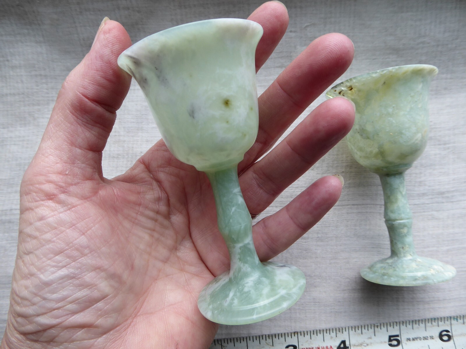 Kwangtung Nephrite Jade Goblets with fitted box Chinese Vintage Bamboo ...