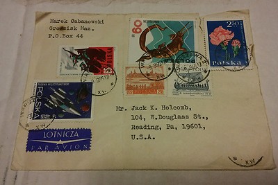 000 VTG Warsaw Poland Postmarked Air Mail Par Avion Envelope 6 Stamps ...