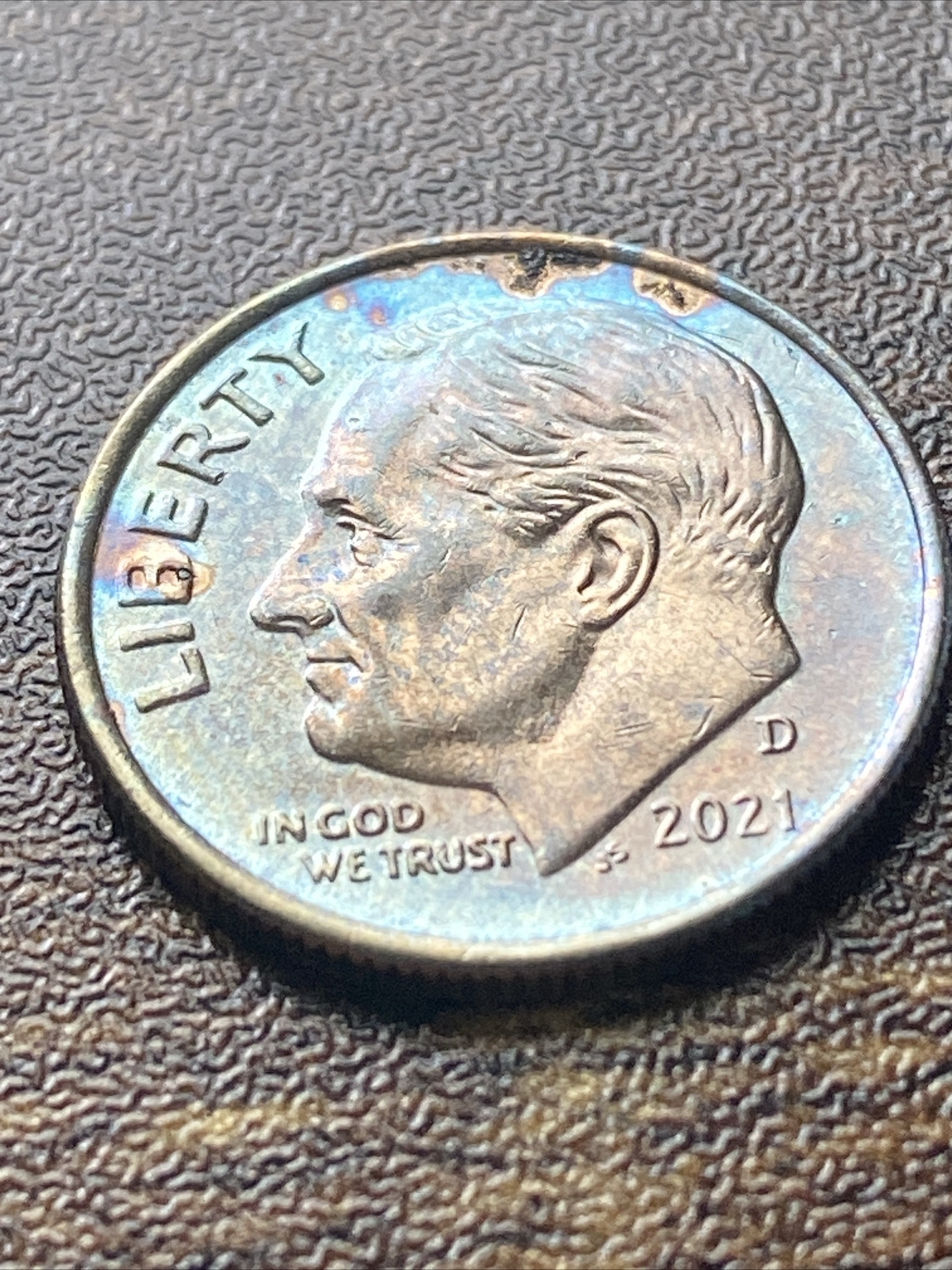 2021 D Roosevelt Dime Actual Coin Beautiful Stunning One-of-a-kind Tone ...