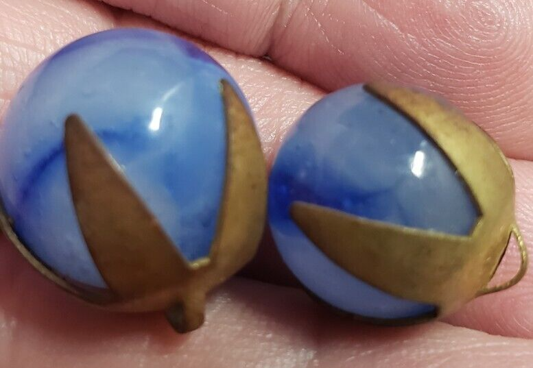 Blue Glass Marble Buttons Vintage Clothing Crafts Decorations Jewelry ...
