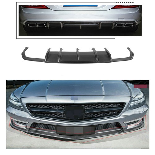 R Real Lip Diffuser Rear Bumper + Front Lip Carbon Fiber For Benz W218 ...
