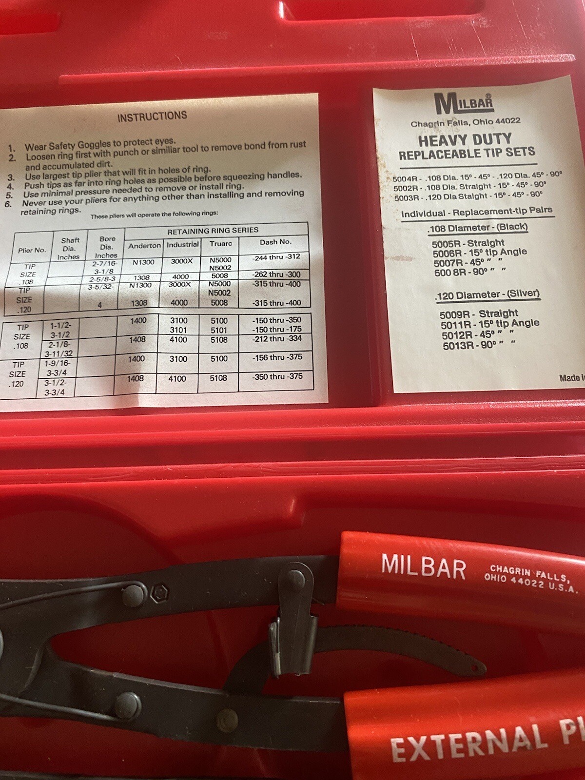 MiLbar No.50R A Heavy Duty Replaceable Tip Plier Set USA | eBay