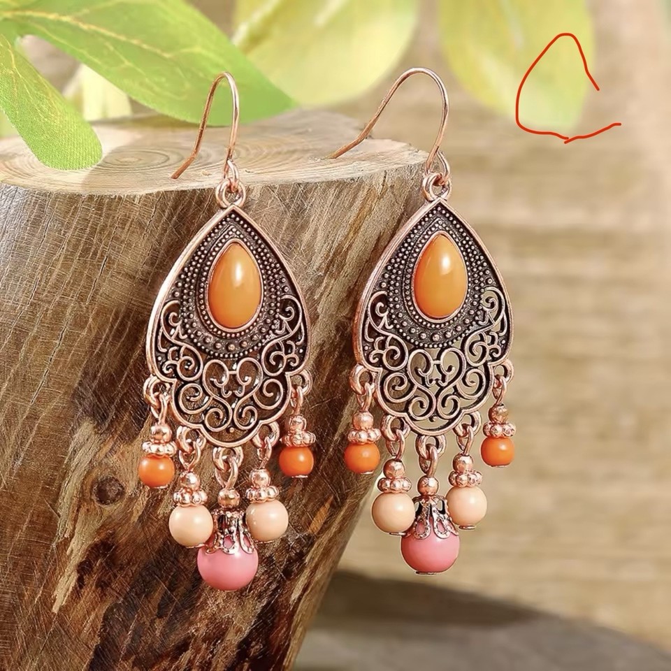 Lucky Brand Bohemian Ethnic Earrings Turquoise Inlaid Exquisite Dot ...