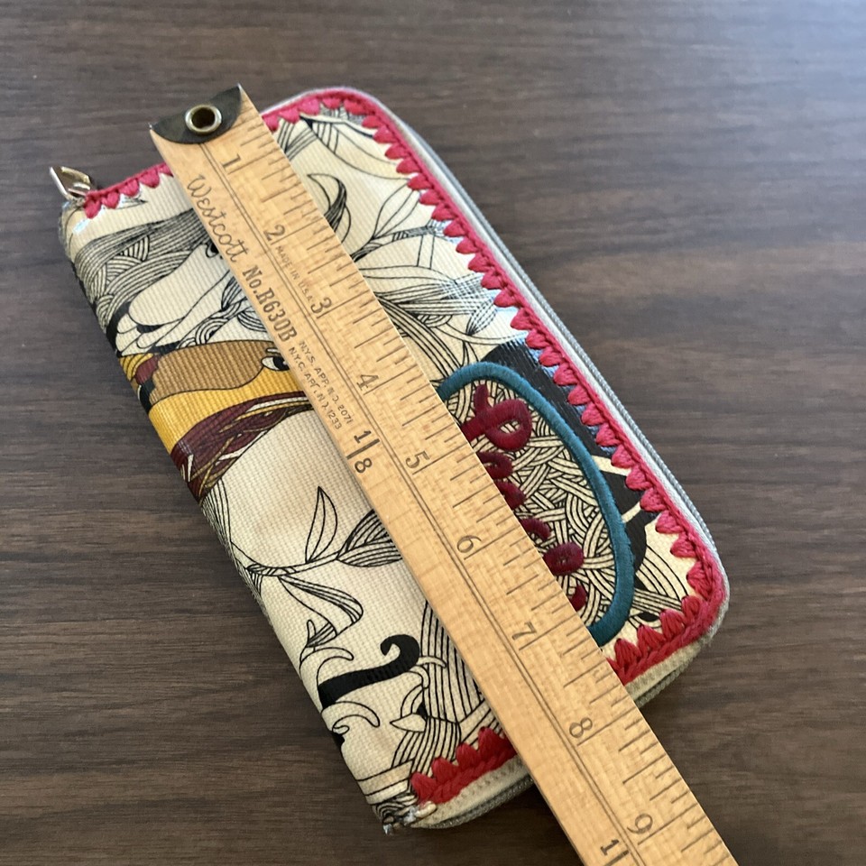 Sak Roots Coated Canvas Multicolor Accordion Piece Birds Wallet | eBay