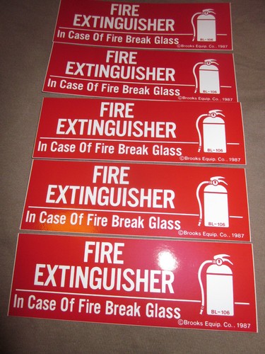🔥🧯(LOT OF 5) SELF-ADHESIVE VINYL "FIRE EXTINGUISHER BREAK GLASS" SIGN'S ...