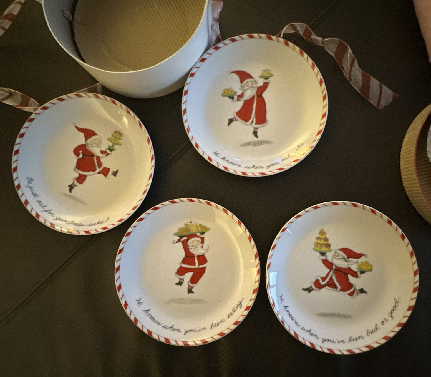 Set 4 Holiday Santa Boston Trading PEPPERMINT PARADE Dessert Salad ...