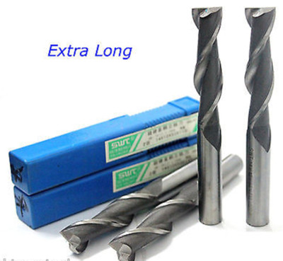 Extra Long 2pcs 9mm 3 Flute HSS & Aluminium End Mill Cutter CNC Bit ...