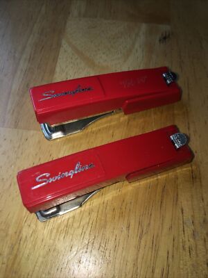 2 Vintage Swingline Tot 50 Red Mini Small Pocket Drawer Stapler Presto ...