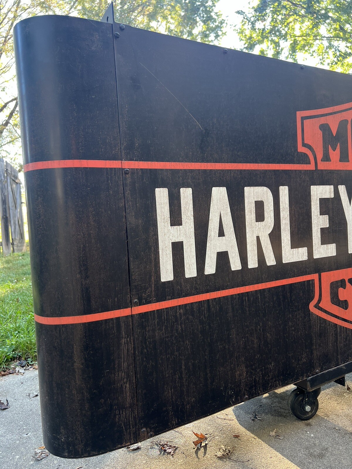 Harley Davidson MOTORCYCLE doubLe Sided BULLNOSE sign MAN CAVE garage ...
