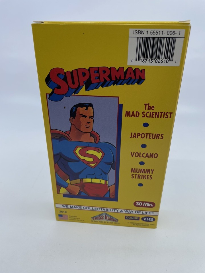Vintage VHS Superman 4 Color Animated Cartoons 1993 Cartoon Klassics ...