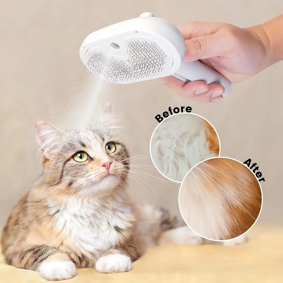 Upgraded Pet Spray Grooming Comb Steamy Floating Hair Removal Cleaning ...