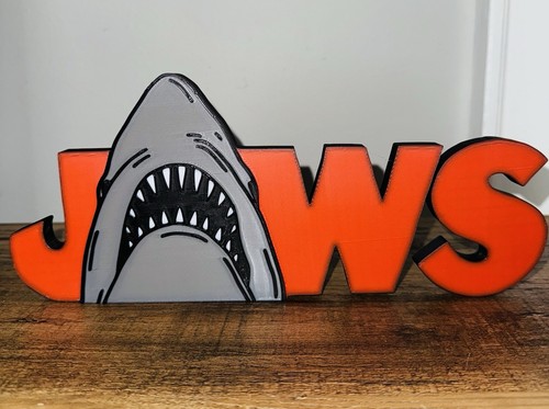 Jaws 3D Logo Sign Self Standing Shelf Art Great White Shark Wall ...