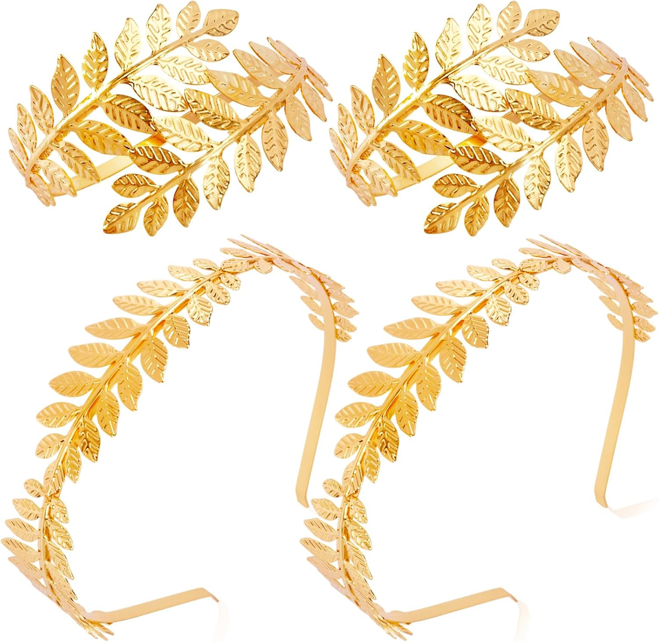 Greek Goddess Headband & Arm Bands Set for Women Toga Costume, Laurel ...