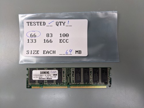 64MB PC66 SDRAM DIMM, 168-pin RAM Memory Stick, Siemens | eBay