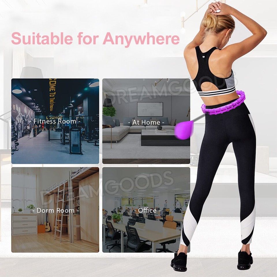 24 Knots Smart Hula Hoop Weighted Fitness Detachable Hoops Weight Hoola ...
