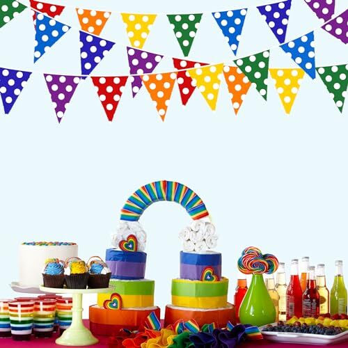 32Ft Colorful Polka Dot Banner Triangle Pennant Flag Multicolor Fabric ...