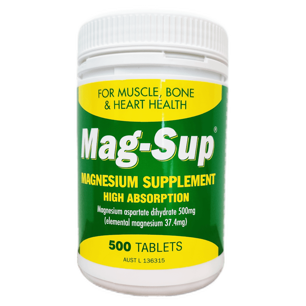 Mag-Sup Magnesium Supplement 500 Tablets High Absorption 500mg (MagMin ...